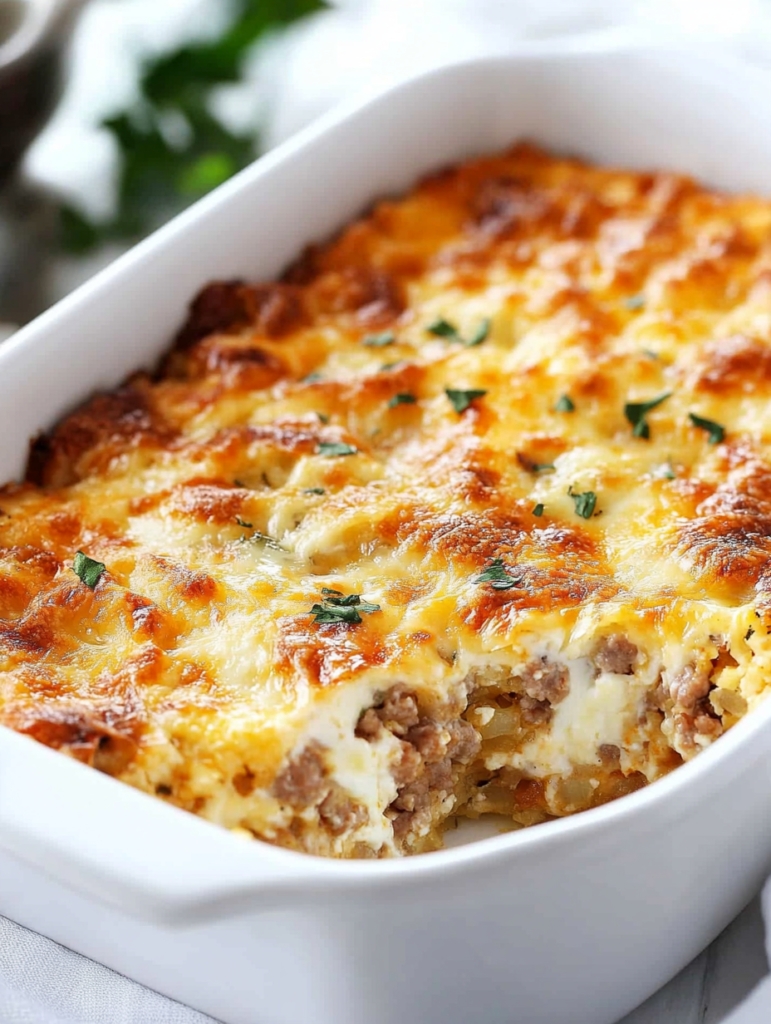 Sausage, Egg & Cream Cheese Hash Brown Breakfast Casserole - Taste Of ...